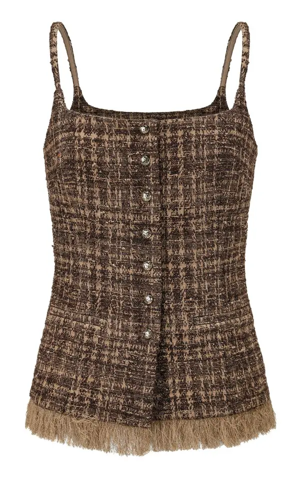 INTO THE EAST Plaid Tweed Slip Vest - Stripe