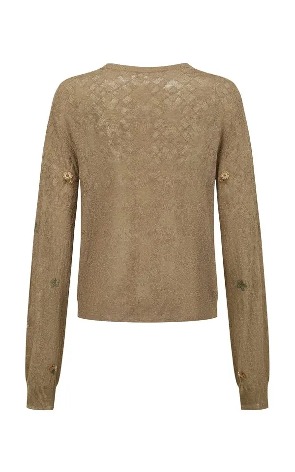 INTO THE EAST Embroidered Knit Top - Brown