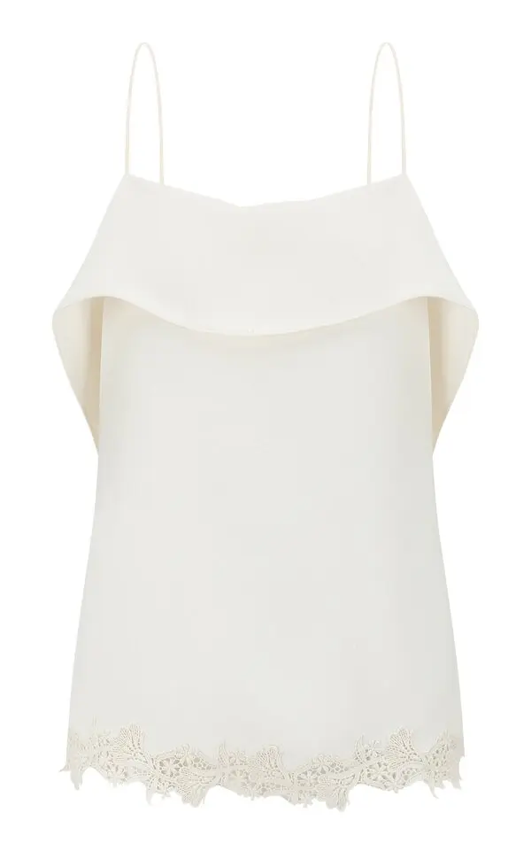 INTO THE EAST Heavy Silk Lace Paneled Camisole Top