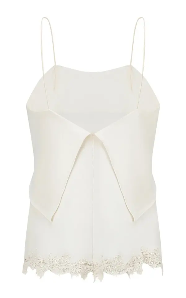 INTO THE EAST Heavy Silk Lace Paneled Camisole Top