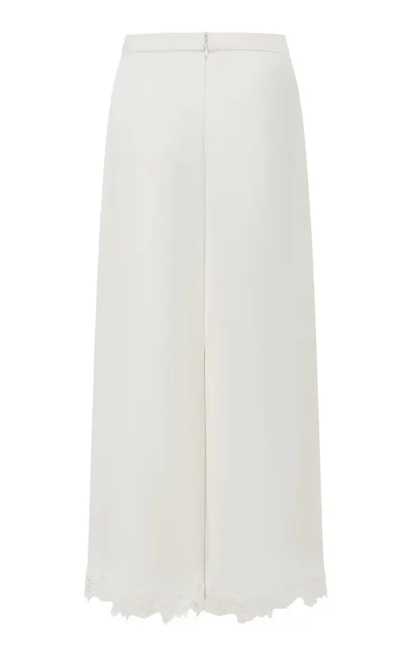 INTO THE EAST Heavy Silk Lace Paneled Straight Maxi Skirt