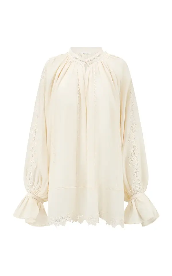 INTO THE EAST Lace Puff Sleeve Top