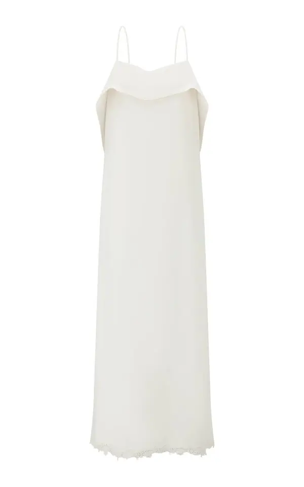 INTO THE EAST Heavy Silk Lace Paneled Maxi Slip Dress