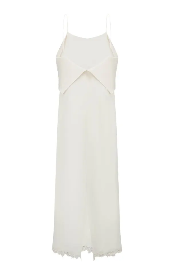 INTO THE EAST Heavy Silk Lace Paneled Maxi Slip Dress