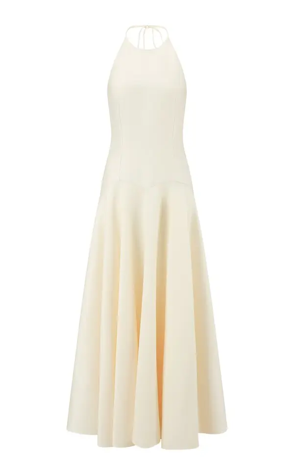 INTO THE EAST Wool-silk Maxi Halter Dress
