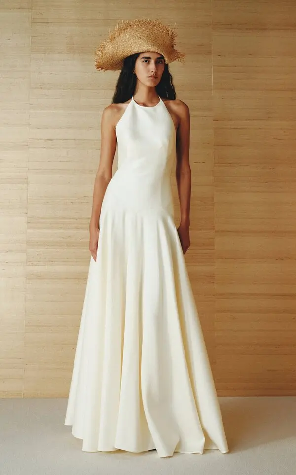 INTO THE EAST Wool-silk Maxi Halter Dress