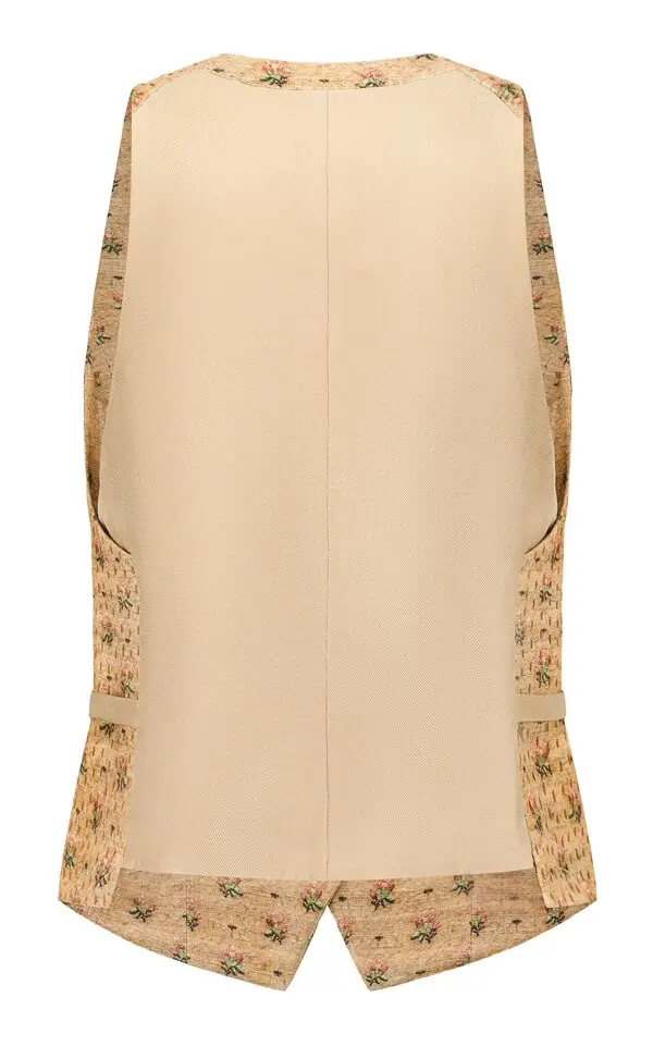 INTO THE EAST Rose V-neck Belted Silk-linen Vest