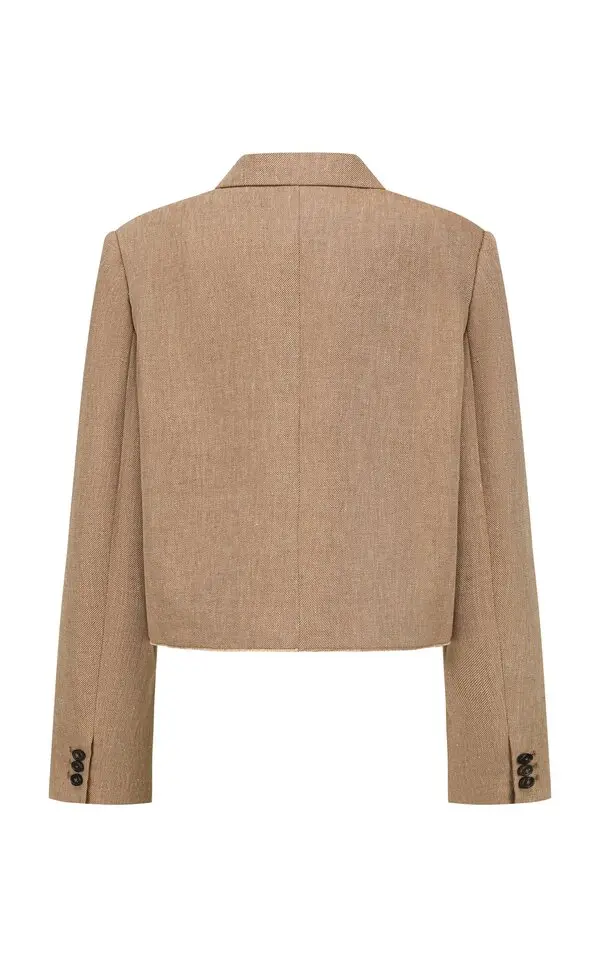 INTO THE EAST Woven Single Button Linen Blazer