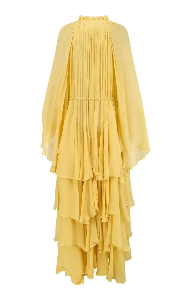 INTO THE EAST Gardenia Ruffle Silk Maxi Dress