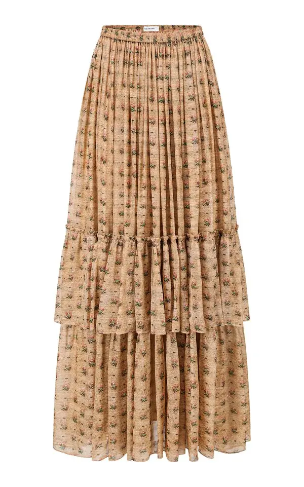 INTO THE EAST Rose Double Lace Maxi Skirt