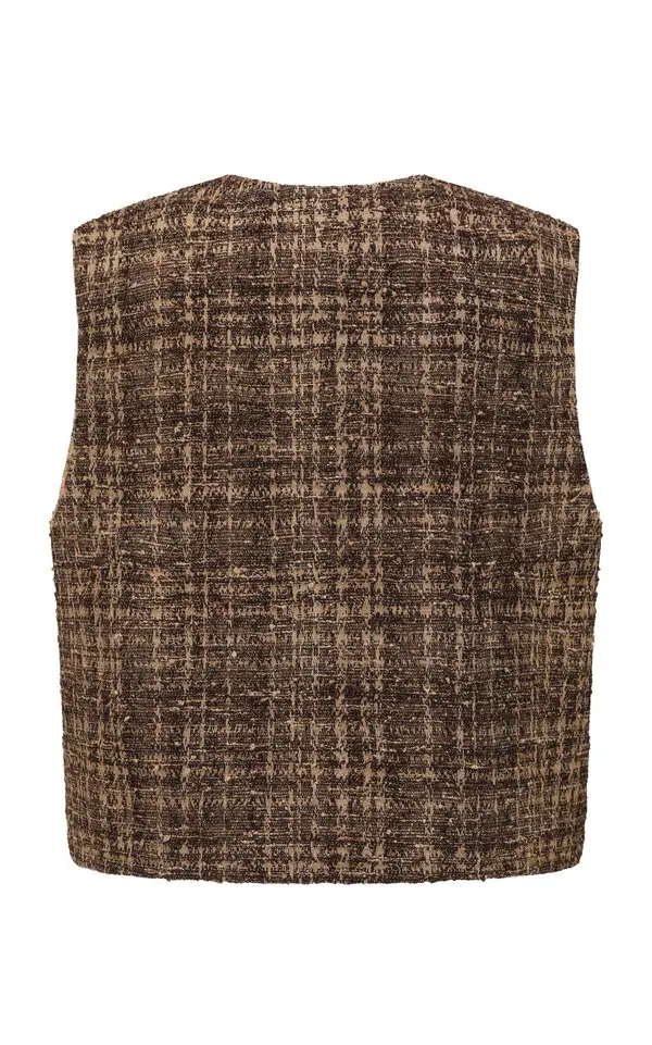 INTO THE EAST Plaid Tweed Handcrafted Edge Cotton Vest