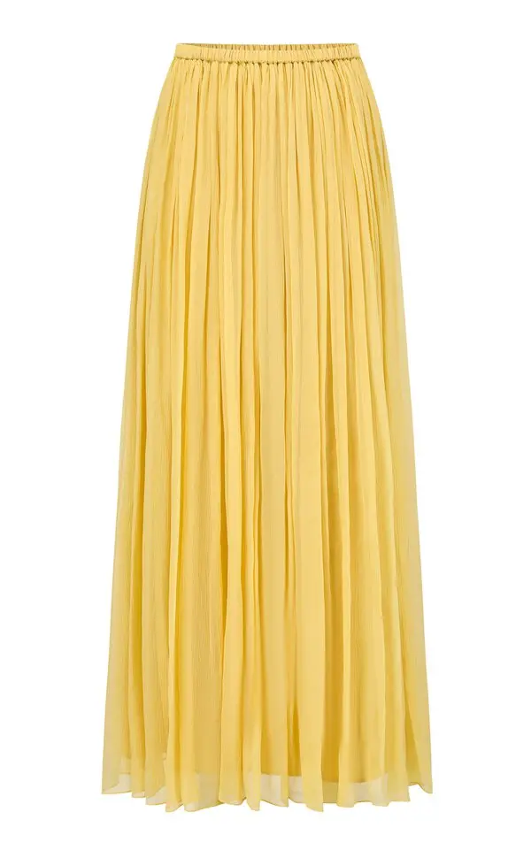 INTO THE EAST Gardenia Gathered Silk Maxi Skirt - Yellow