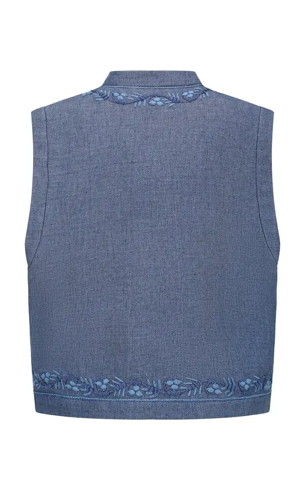 INTO THE EAST Embroidered Linen Vest