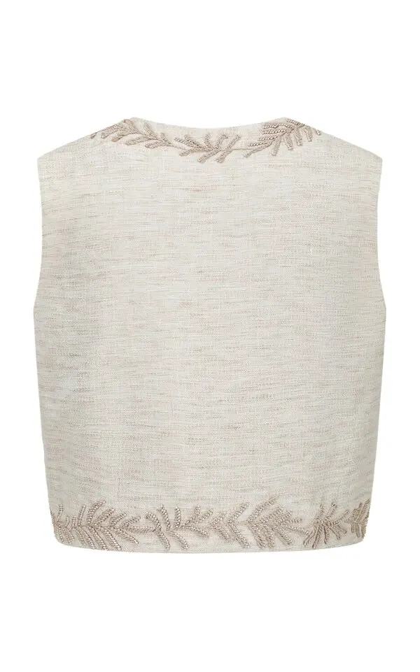 INTO THE EAST Embroidered Linen Vest