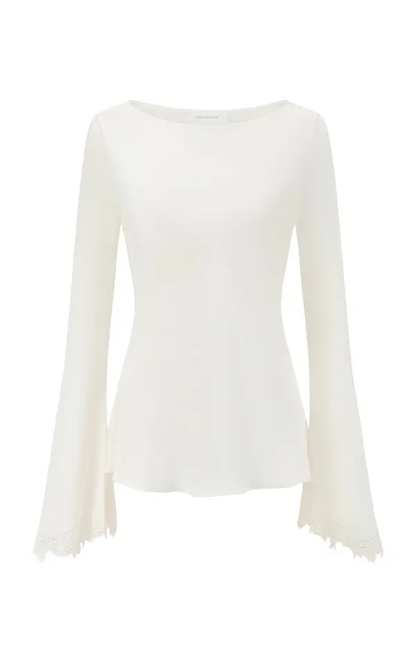 INTO THE EAST Heavy Silk Lace Paneled Silk Top