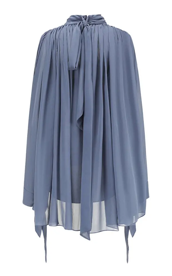 INTO THE EAST Turtleneck Batwing Sleeve Silk Top