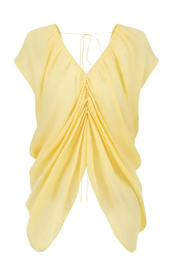 INTO THE EAST Gardenia Draped Silk Top