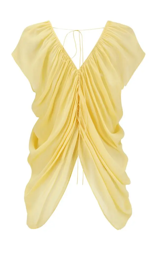 INTO THE EAST Gardenia Draped Silk Top
