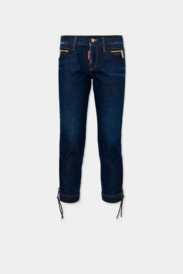 Dsquared2 Dark Aviator Upside Skinny Jeans - Blue