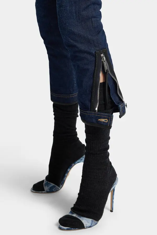 Dsquared2 Dark Aviator Upside Skinny Jeans