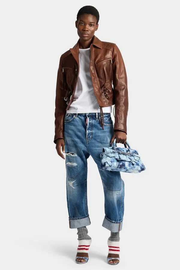 Dsquared2 Dark Wash Distressed Patchwork Jeans