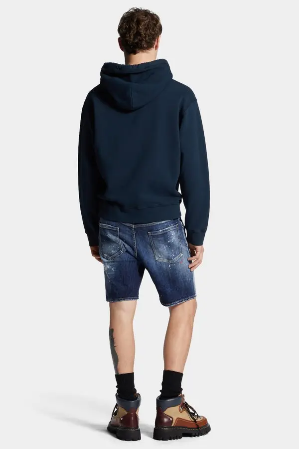 Dsquared2 Medium Wash Denim Shorts With Red Spot Detail