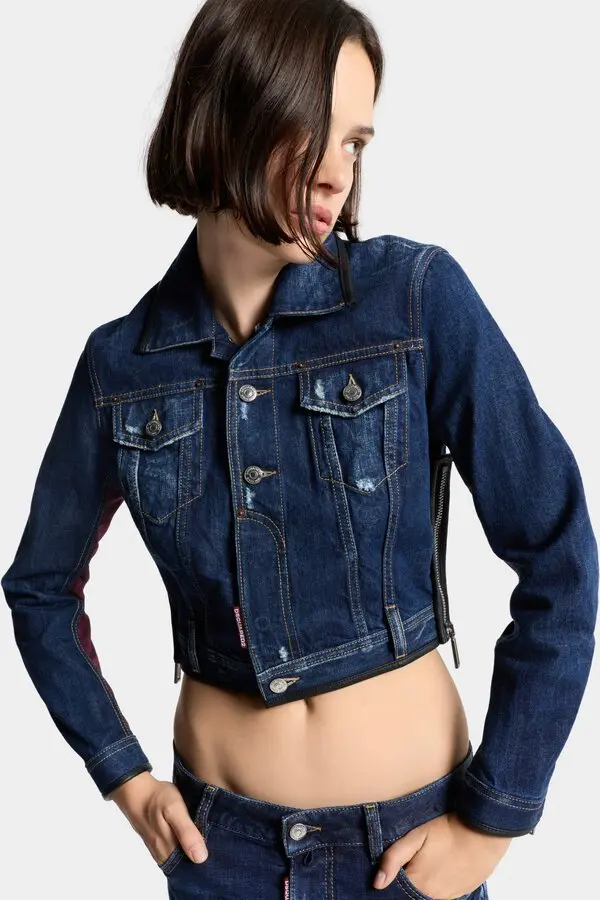 Dsquared2 Dark Aviator Denim And Nylon Bomber Jacket