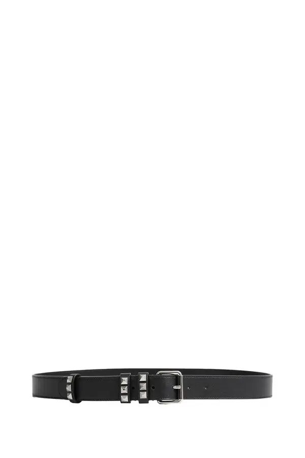 Valentino Garavani Studded Calfskin Leather Belt - Black