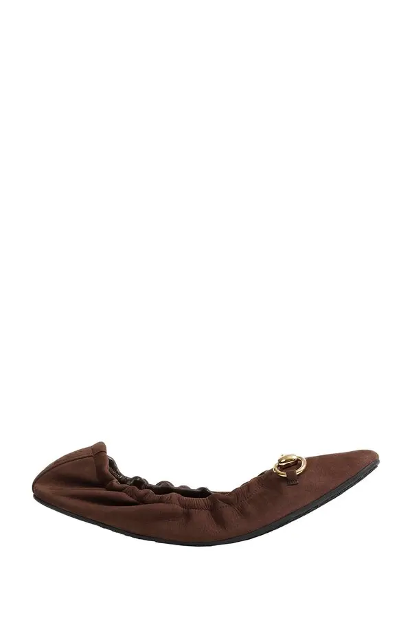 Gucci Prima Ballet Flats In Nubuck Leather With Horsebit Detail