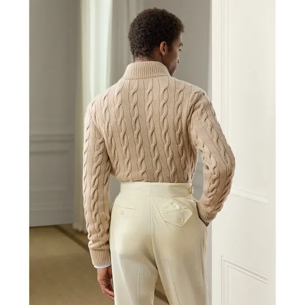 Ralph Lauren Cable-knit Cashmere Mockneck Sweater