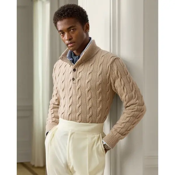 Ralph Lauren Cable-knit Cashmere Mockneck Sweater