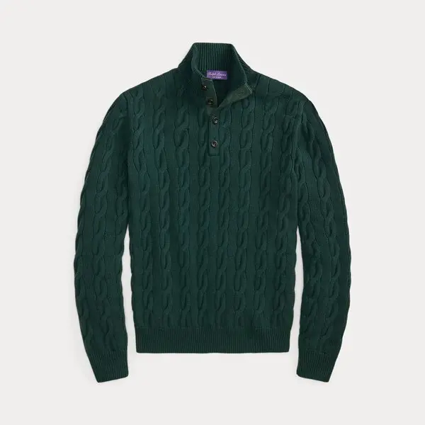 Ralph Lauren Cable-knit Cashmere Mockneck Sweater - Ivy Green