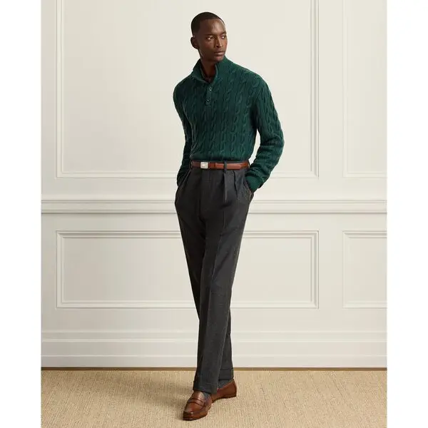 Ralph Lauren Cable-knit Cashmere Mockneck Sweater