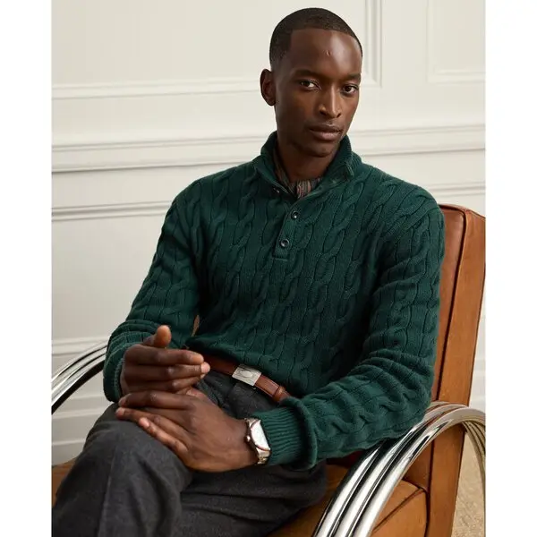 Ralph Lauren Cable-knit Cashmere Mockneck Sweater