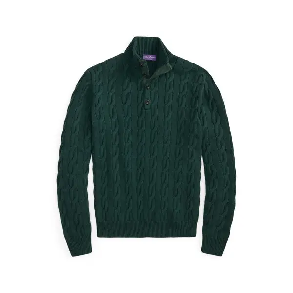 Ralph Lauren Cable-knit Cashmere Mockneck Sweater