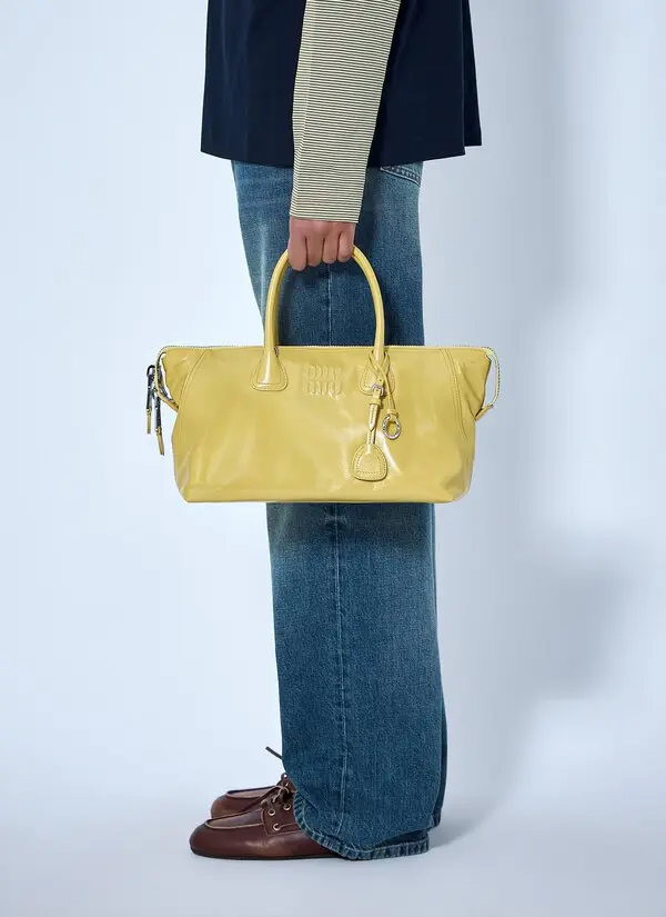 Miu Miu Leather Top Handle Bag - Yellow