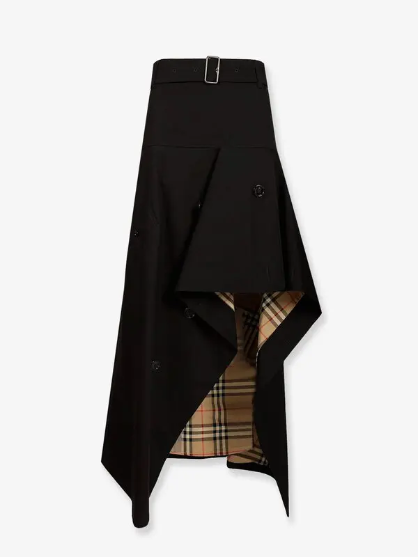 Burberry Asymmetrical Trench Skirt With Buckle Belt