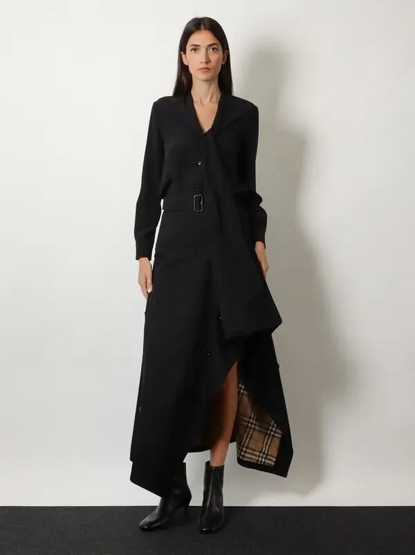 Burberry Asymmetrical Trench Skirt With Buckle Belt