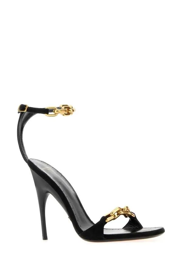 Balenciaga Suede Duchesse 110 Sandals With Chain Detail