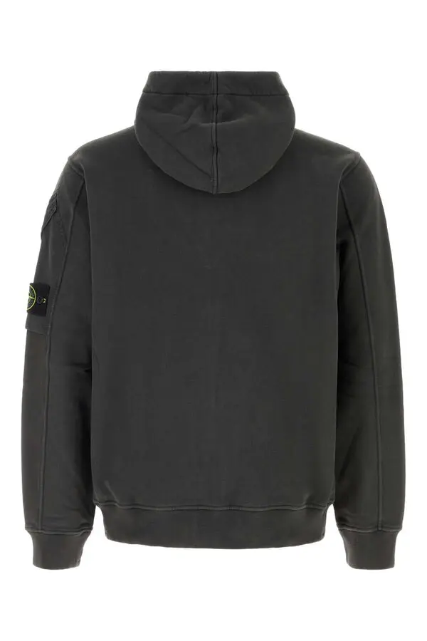 Stone Island Cotton Sweatshirt With Hood - Gray