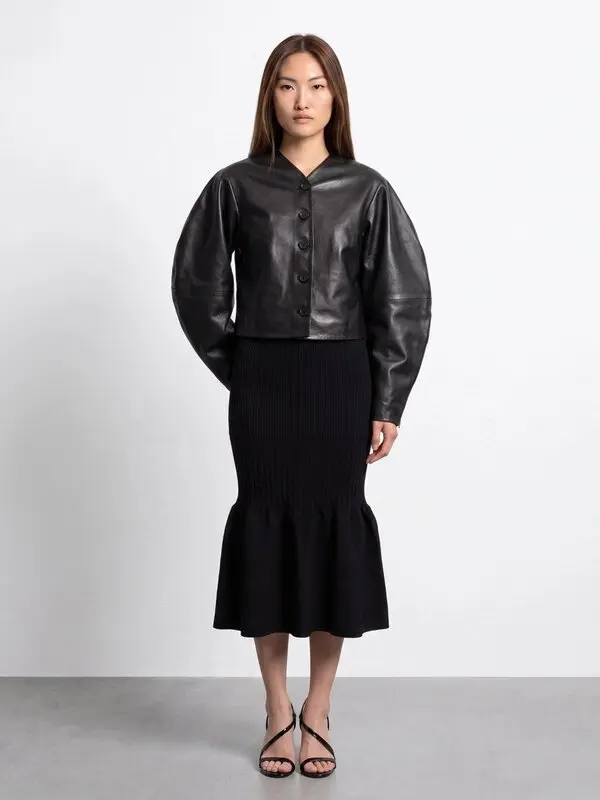 ROTATE BY BIRGER CHRISTENSEN Fitted Leather Jacket