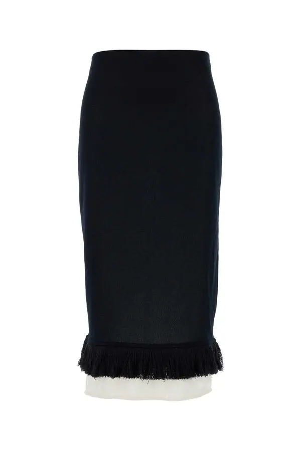 Bottega Veneta Knit Skirt With Fringe Detail - Blue