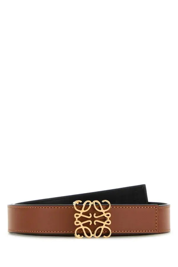 Loewe Reversible Leather Belt With Golden Metal Finishing - Brown