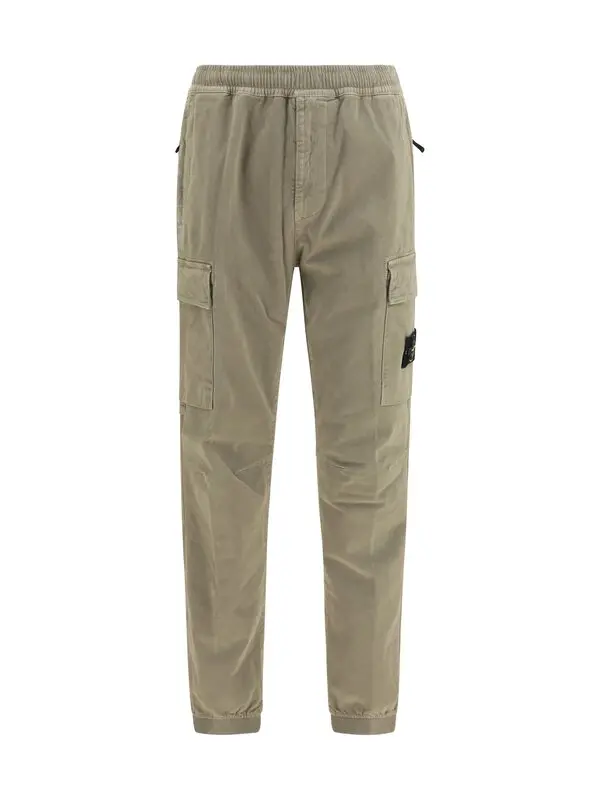 Stone Island Cargo Pants With Elasticated Cuffs And Logo Patch - Green
