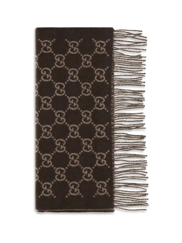 Gucci Gg Cashmere Scarf - Brown