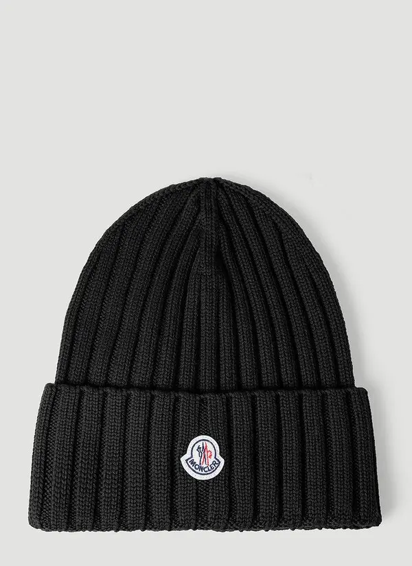 Moncler Logo Patch Beanie Hat