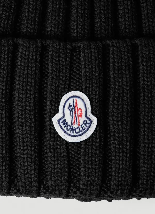 Moncler Logo Patch Beanie Hat