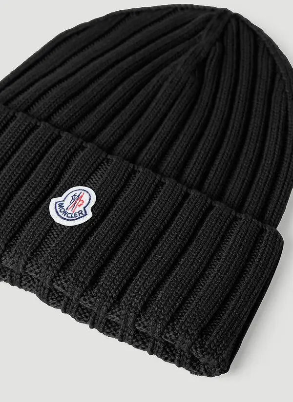 Moncler Logo Patch Beanie Hat