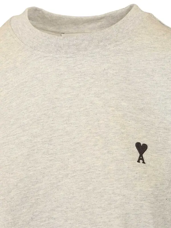 AMI Paris De Coeur" Embroidered Cotton T-shirt - Gray