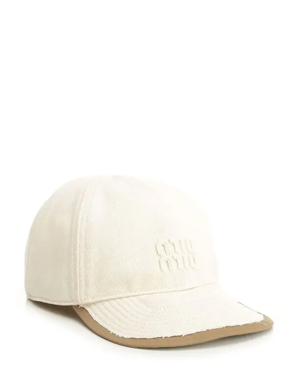 Miu Miu Embroidered Logo Baseball Cap - Cream